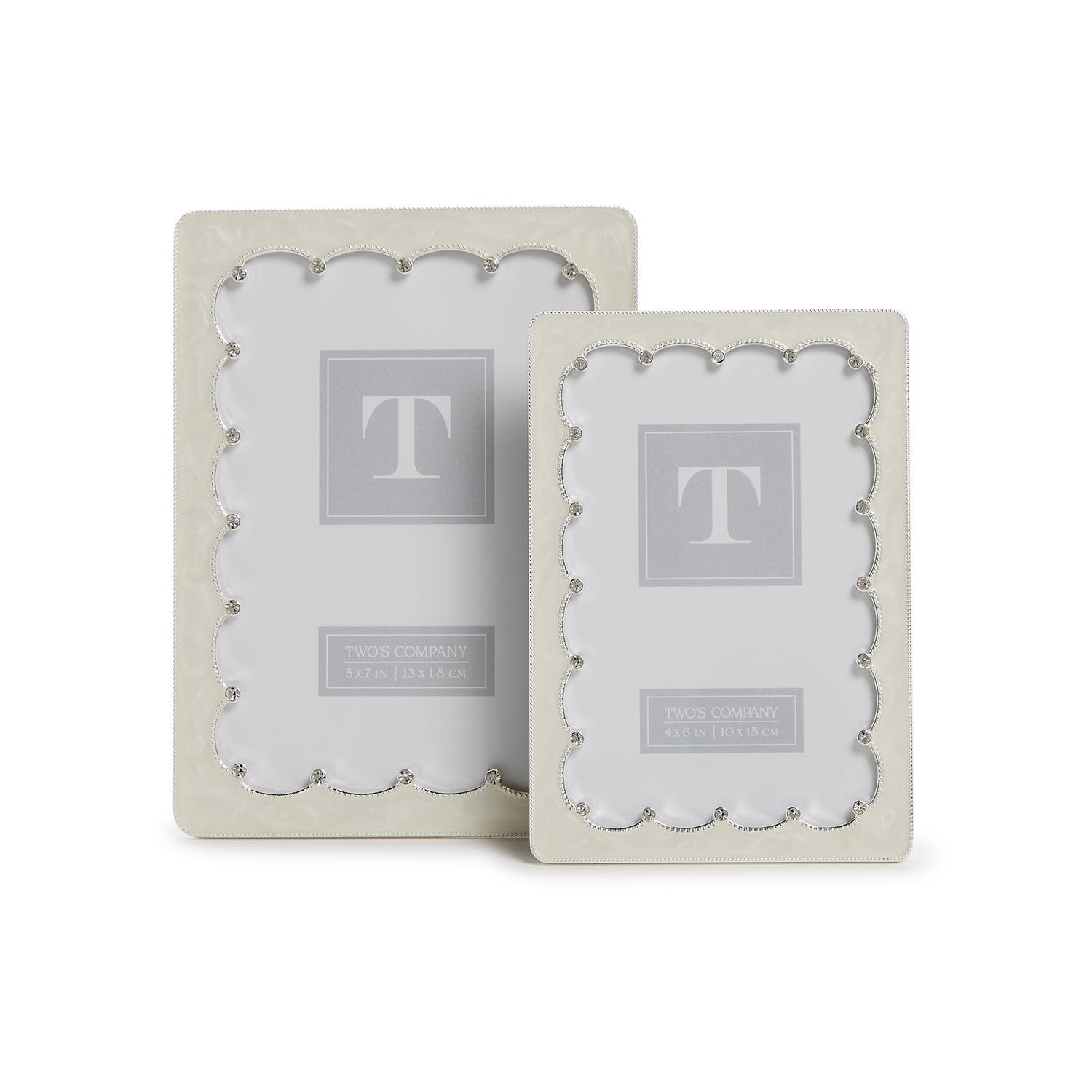 S/2 Scalloped Crystal Photo Frame Incl 2 Sizes