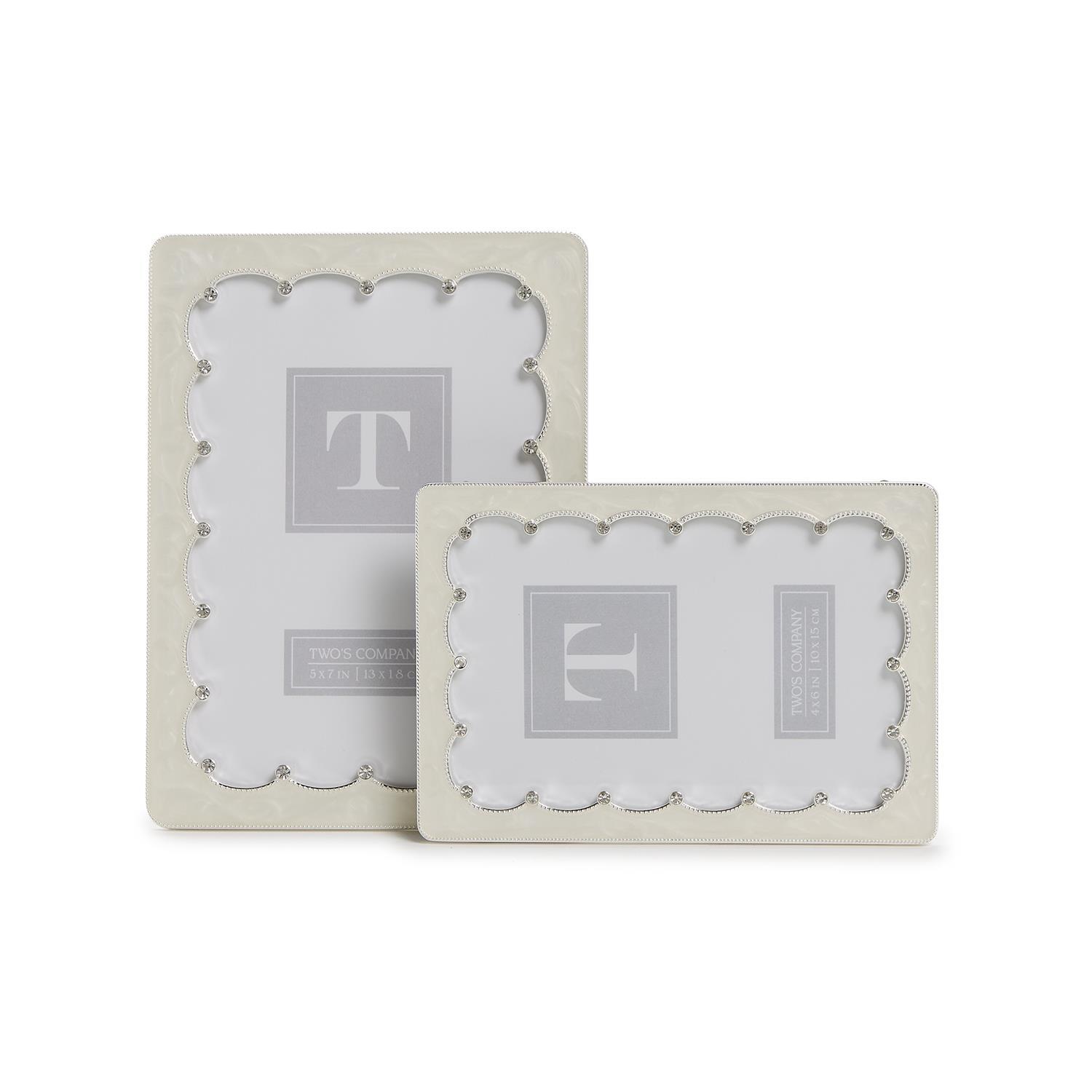 S/2 Scalloped Crystal Photo Frame Incl 2 Sizes