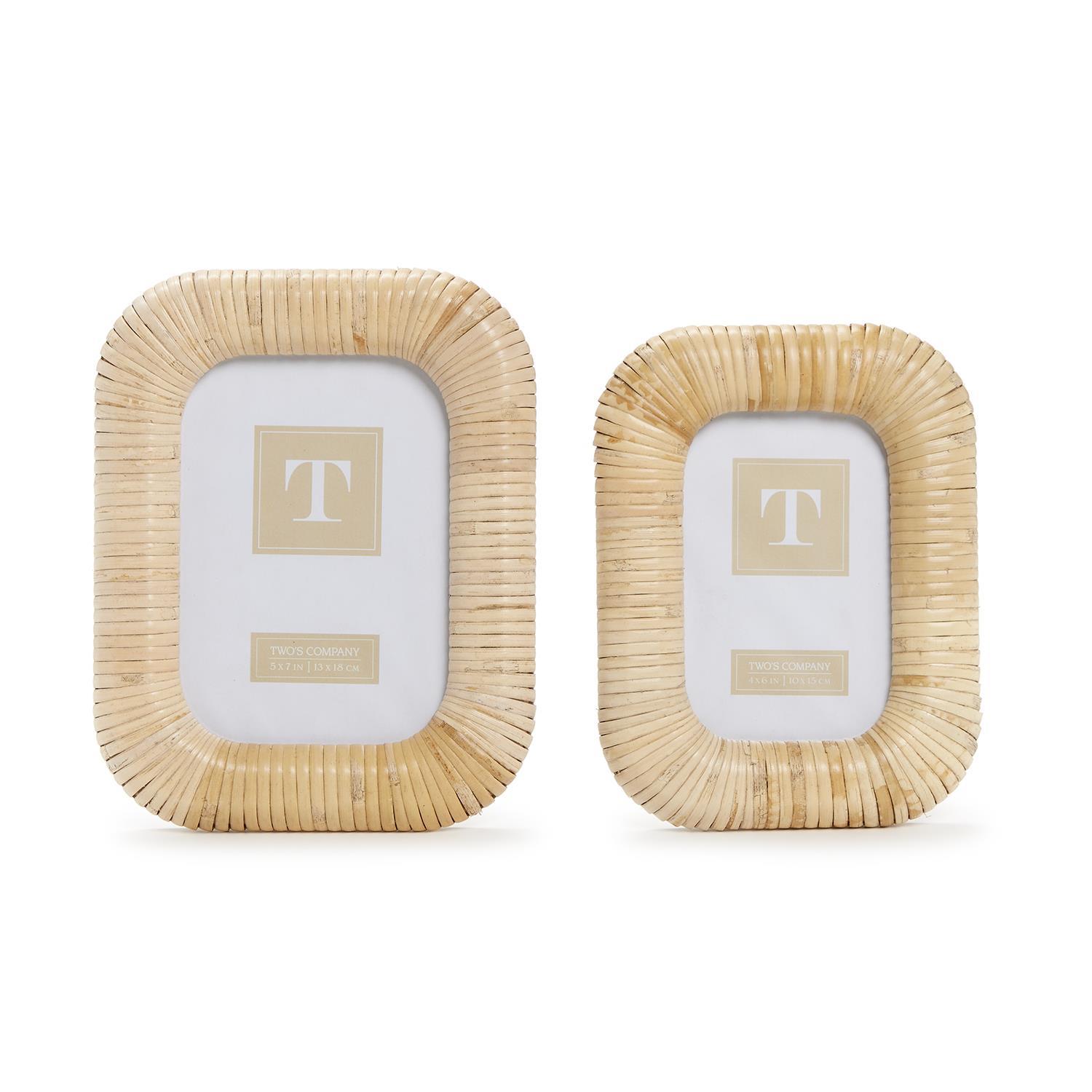 Woven Rattan S/2 Photo Frame Incl 2 Sizes