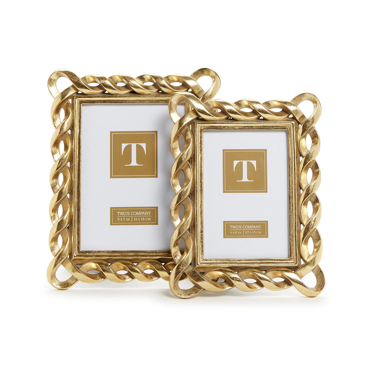 S/2 Gold Ribbon Photo Frame Incl 2 Sizes
