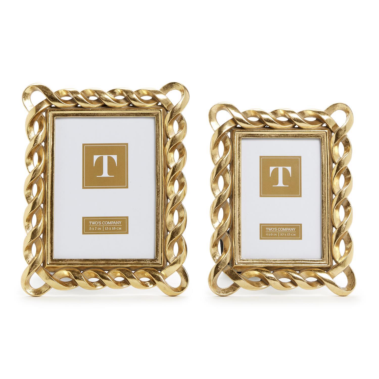 S/2 Gold Ribbon Photo Frame Incl 2 Sizes