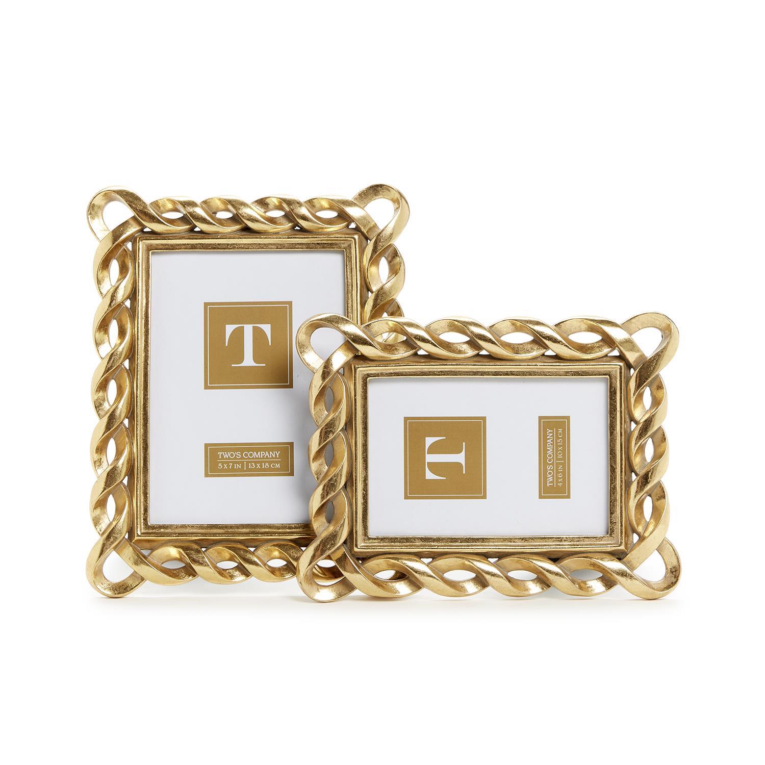 S/2 Gold Ribbon Photo Frame Incl 2 Sizes