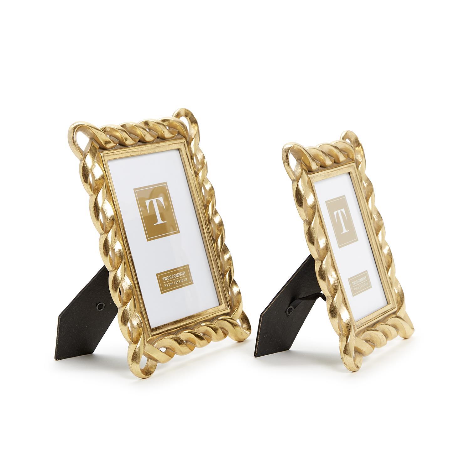 S/2 Gold Ribbon Photo Frame Incl 2 Sizes