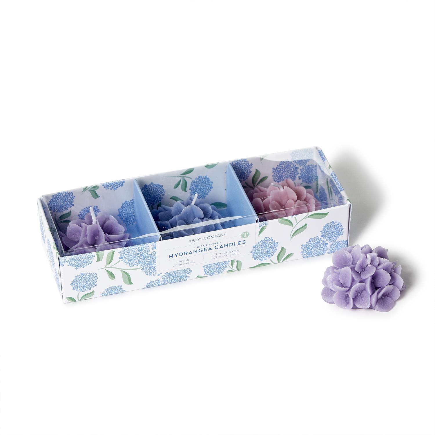 S/3 Hydrangea Floral Blooms Scented Candles in Gift Box