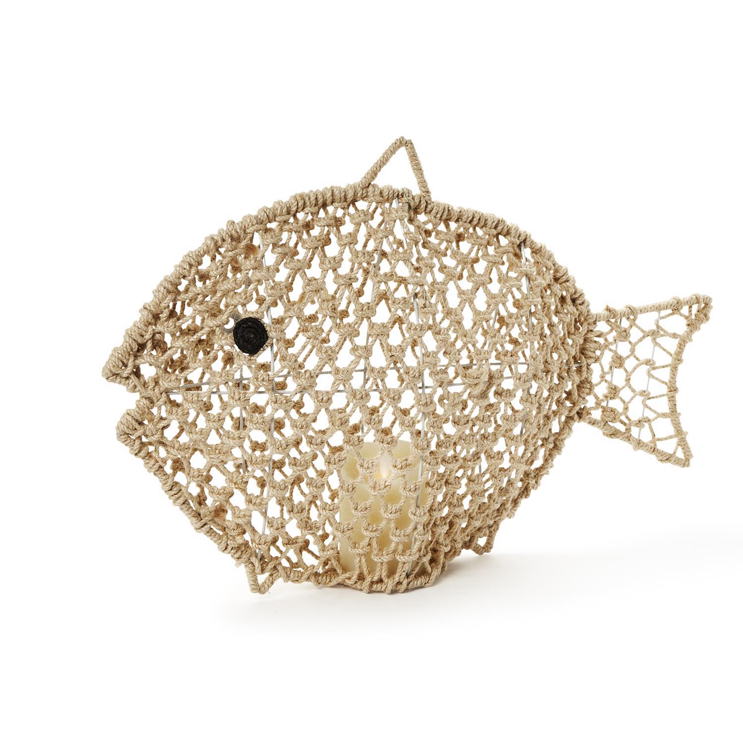 Macrame Fish Decor / LED Candleholder