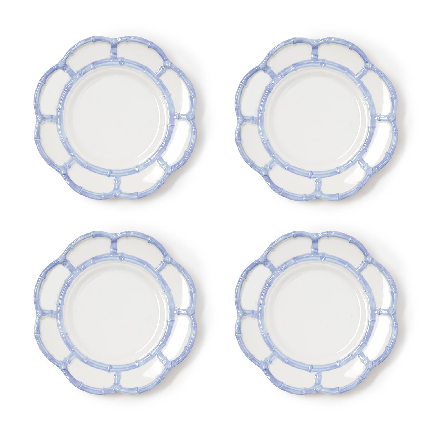 S/4 French Blue Bamboo Touch Salad / Dessert Plate