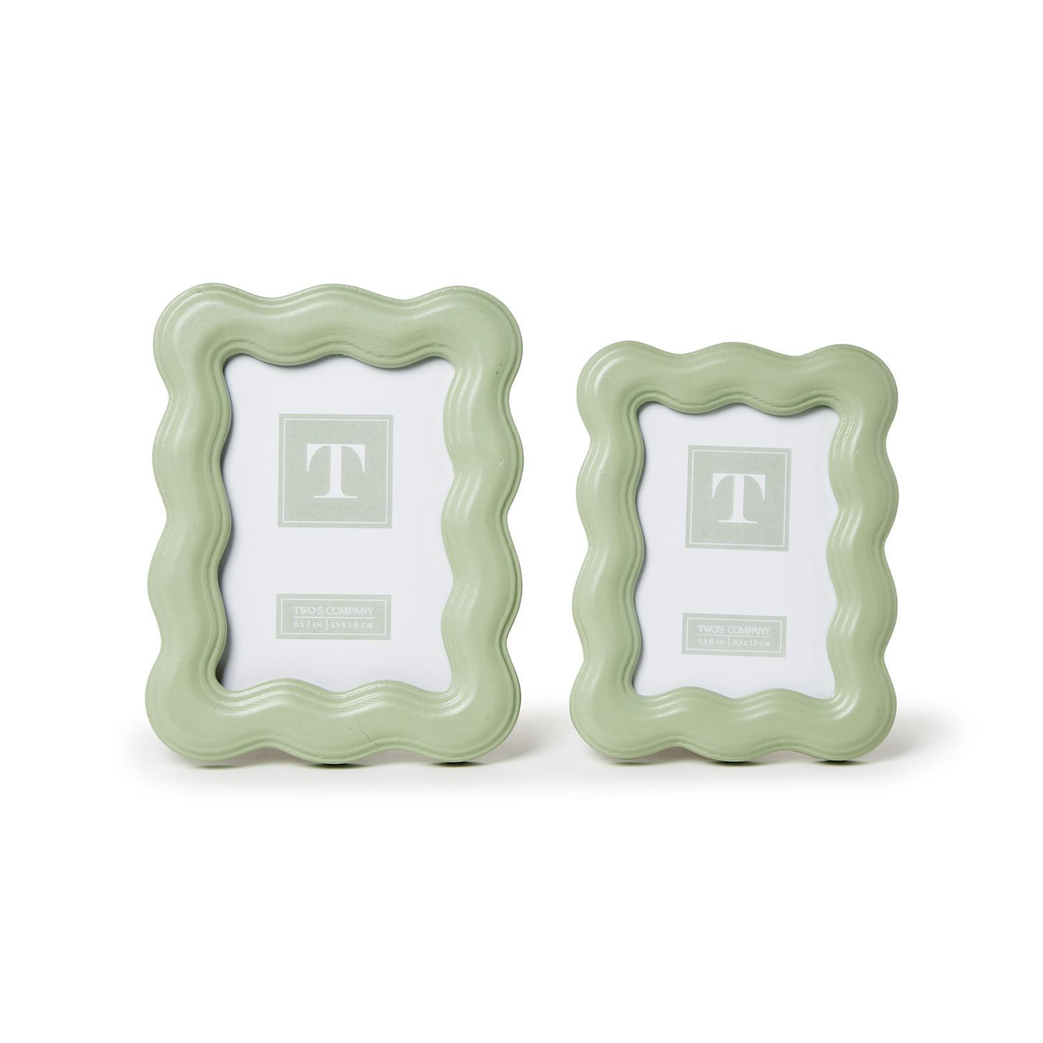 S/2 Wavy Wood Photo Frame