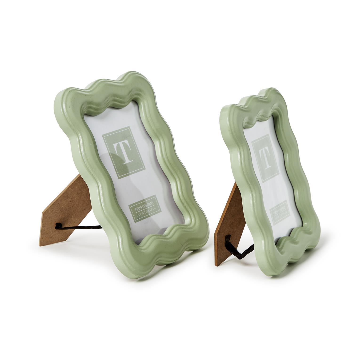 S/2 Wavy Wood Photo Frame