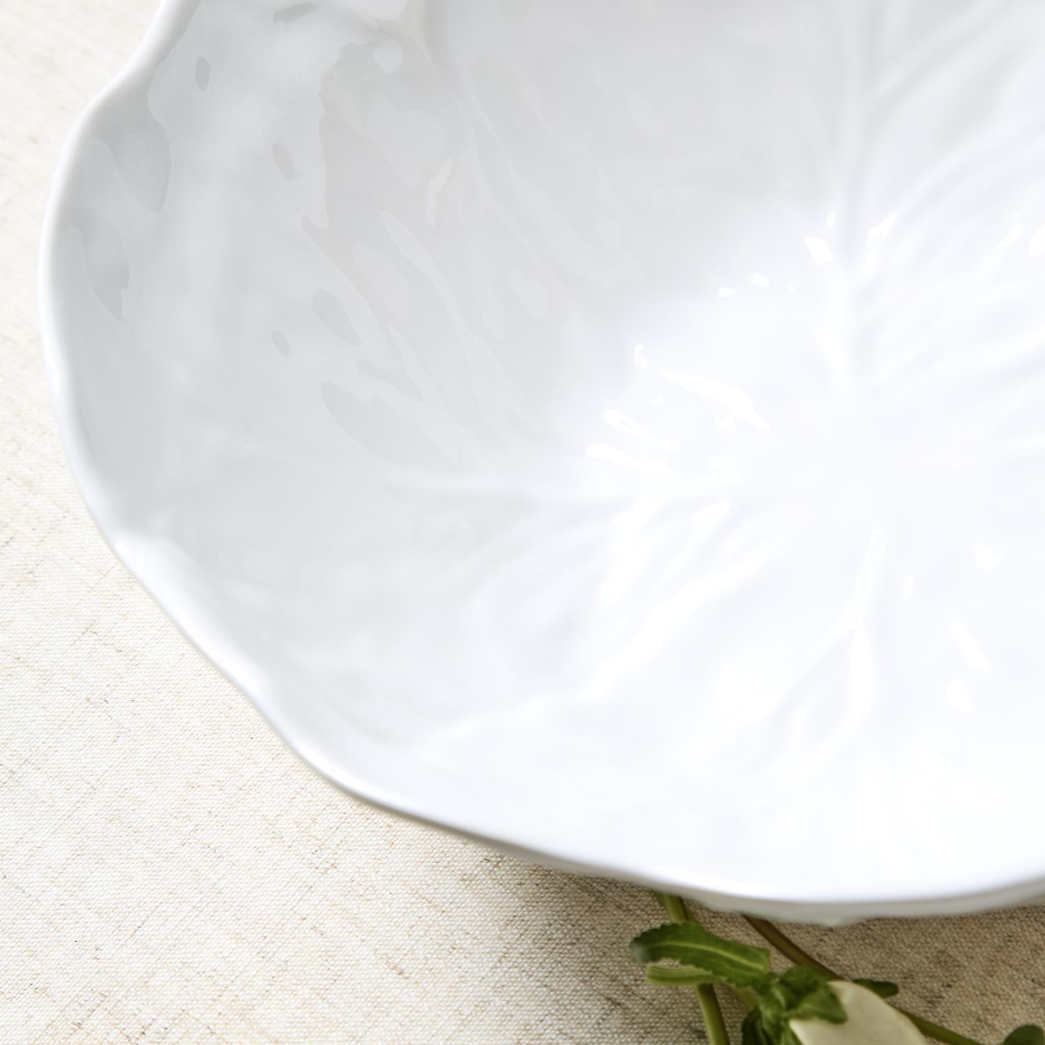 S/2 White Cabbage Patterned Serving Bowls