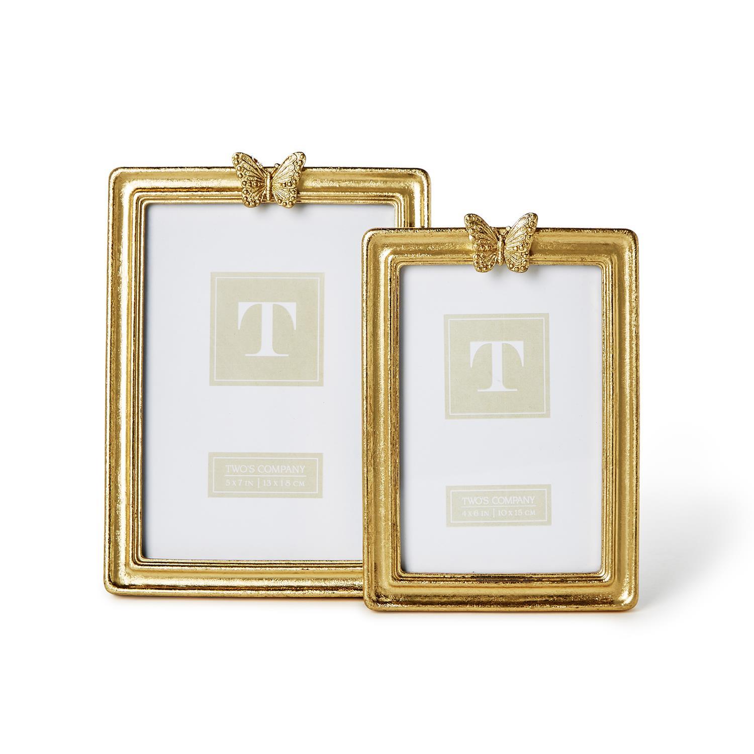 S/2 Golden Butterfly Photo Frame Incl 2 Sizes