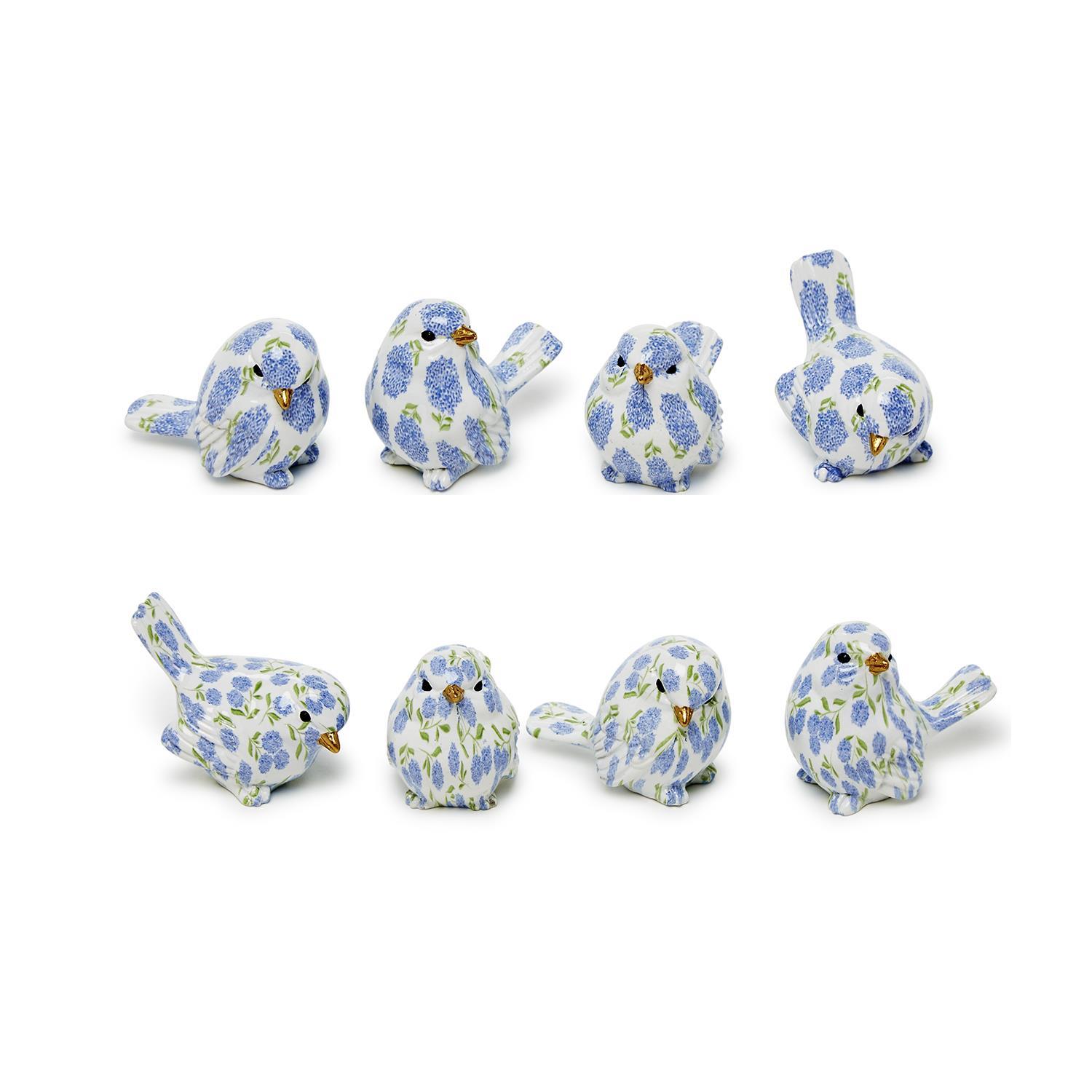 Blue Hydrangea 24 Pc Decorative Bird Un with Nest Counter Top Display