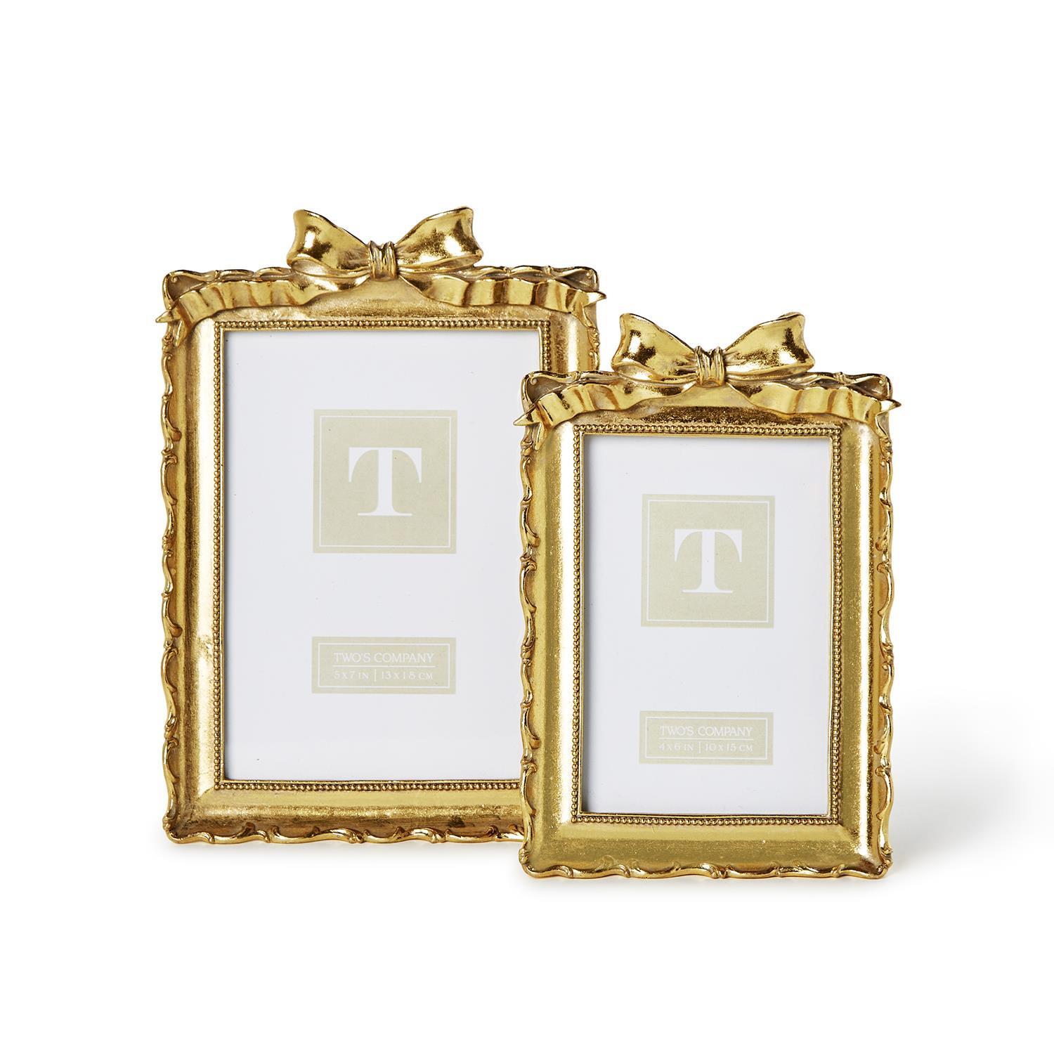 S/2 Gold Frames with Accent Bow Incl 2 Sizes