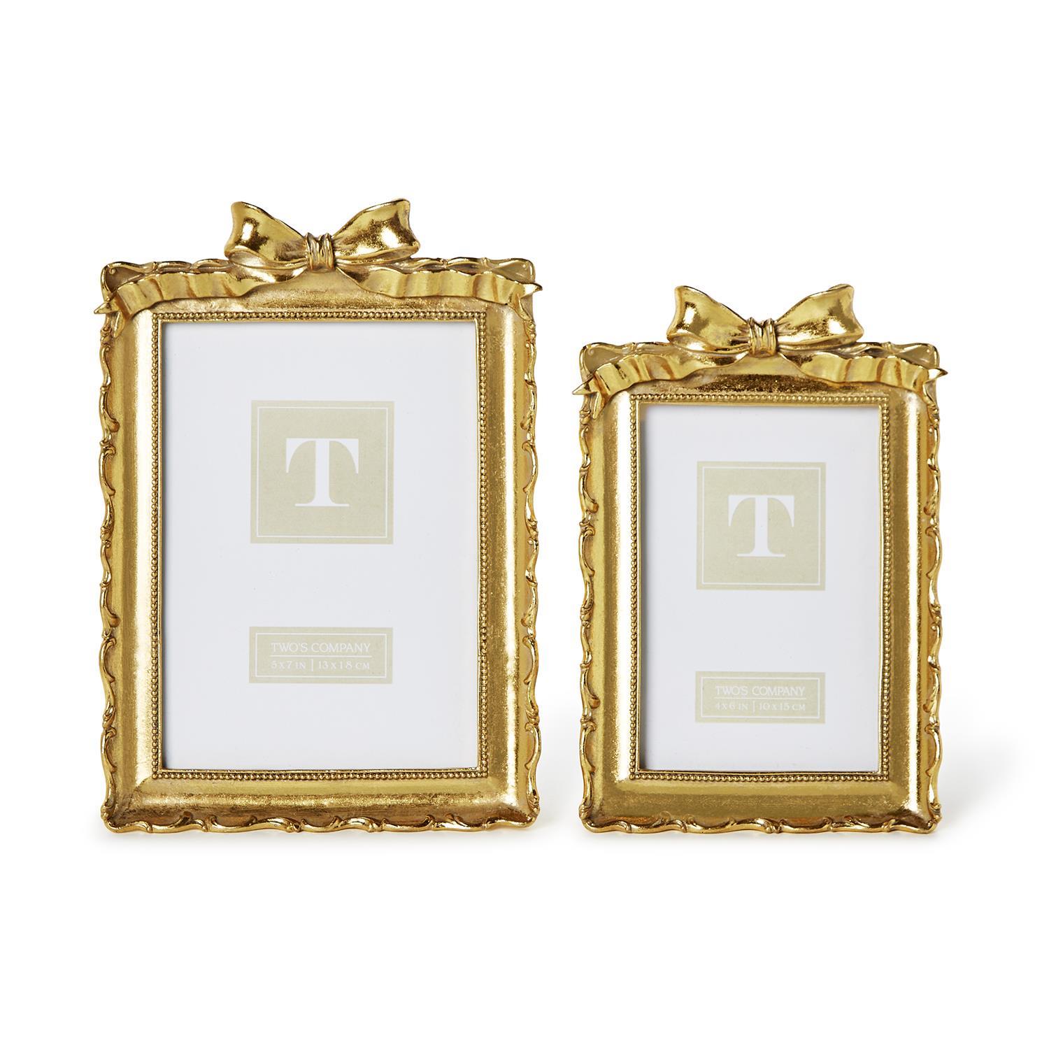 S/2 Gold Frames with Accent Bow Incl 2 Sizes