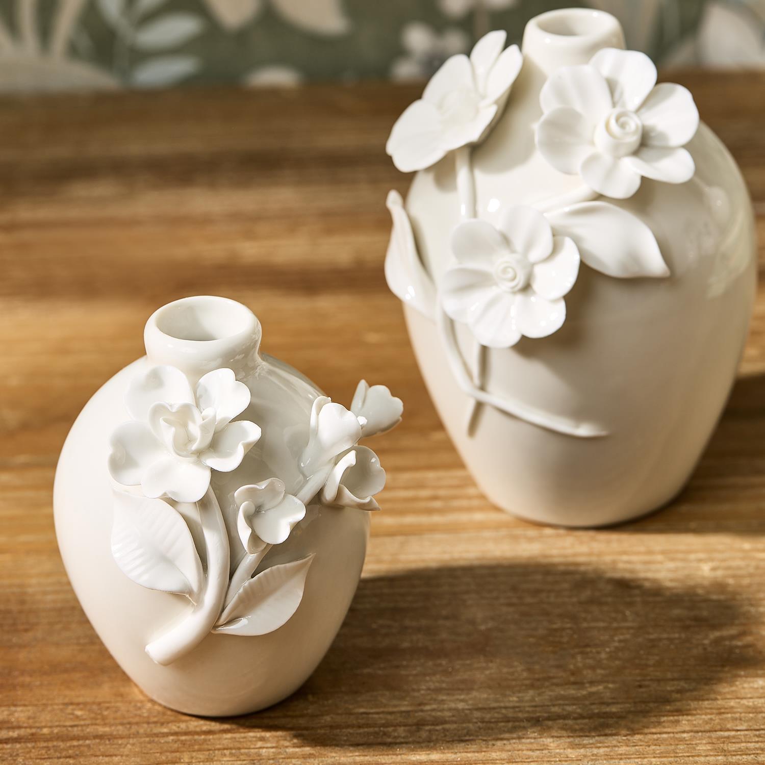 S/6 Mini Vases with 3-D Sculpted Flowers