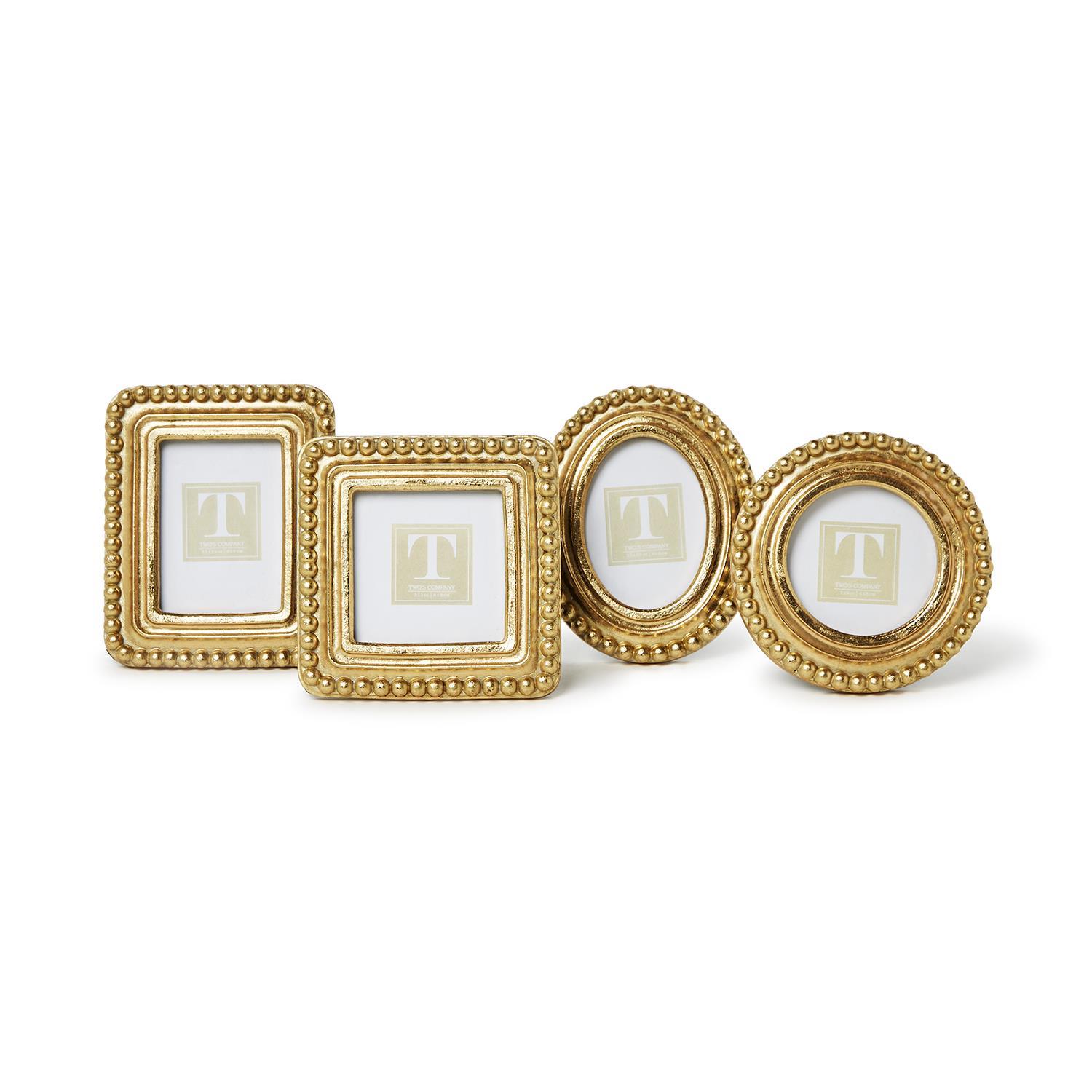 S/4 Beaded Texture Gold Photo Frames