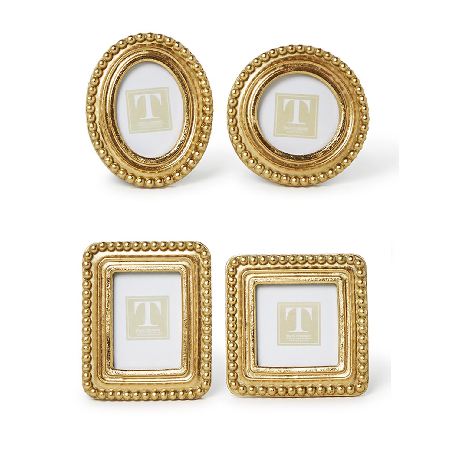 S/4 Beaded Texture Gold Photo Frames