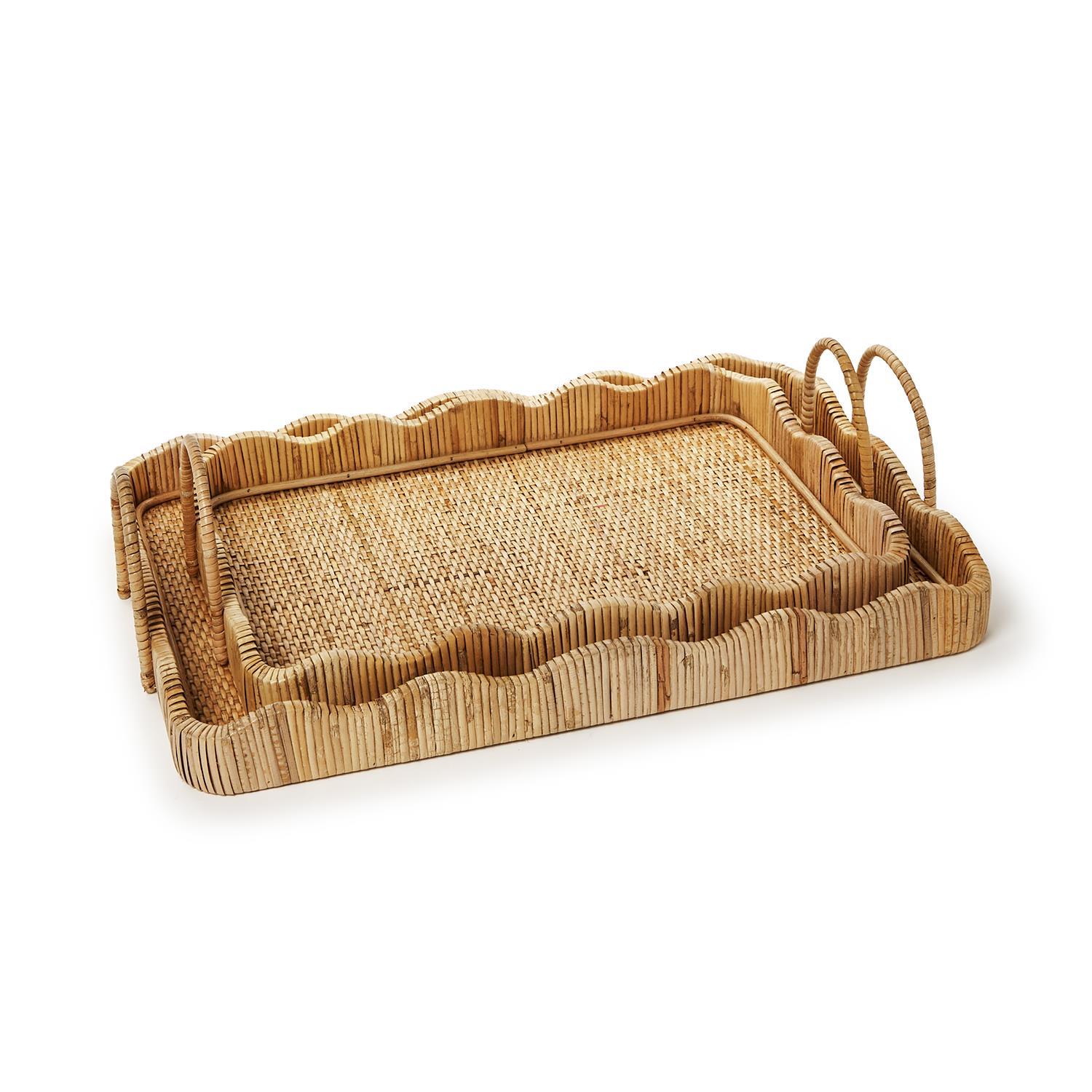 S/2 Scalloped Edge Trays with Handles