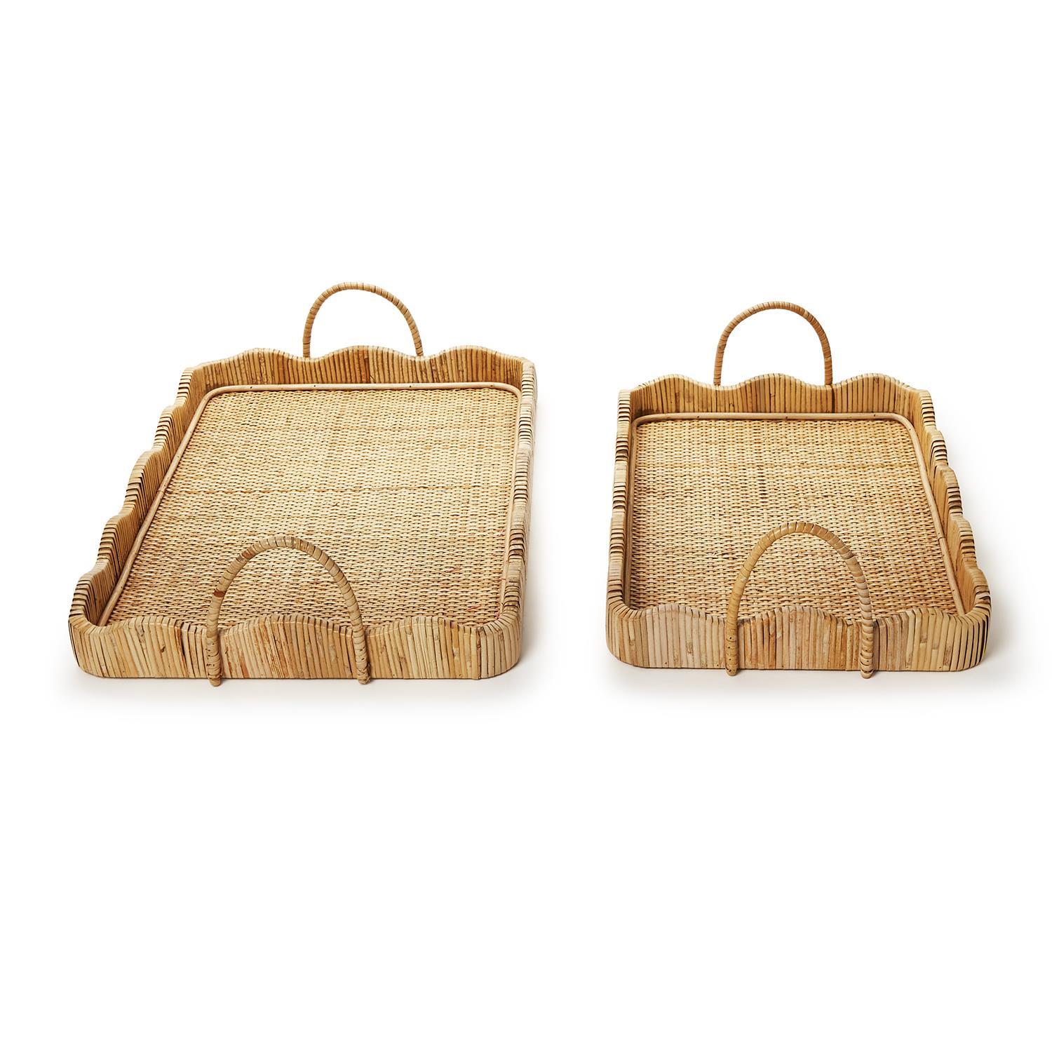 S/2 Scalloped Edge Trays with Handles