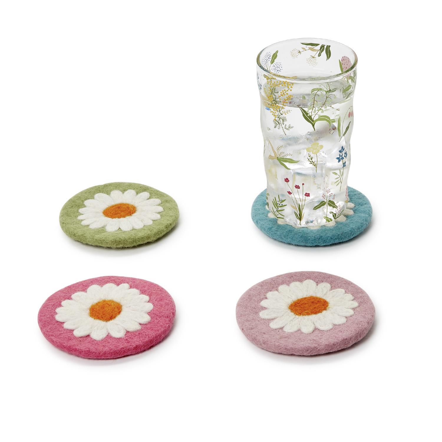Daisy Set of 4 Hand-Crafted Coasters Includes 4 Colors