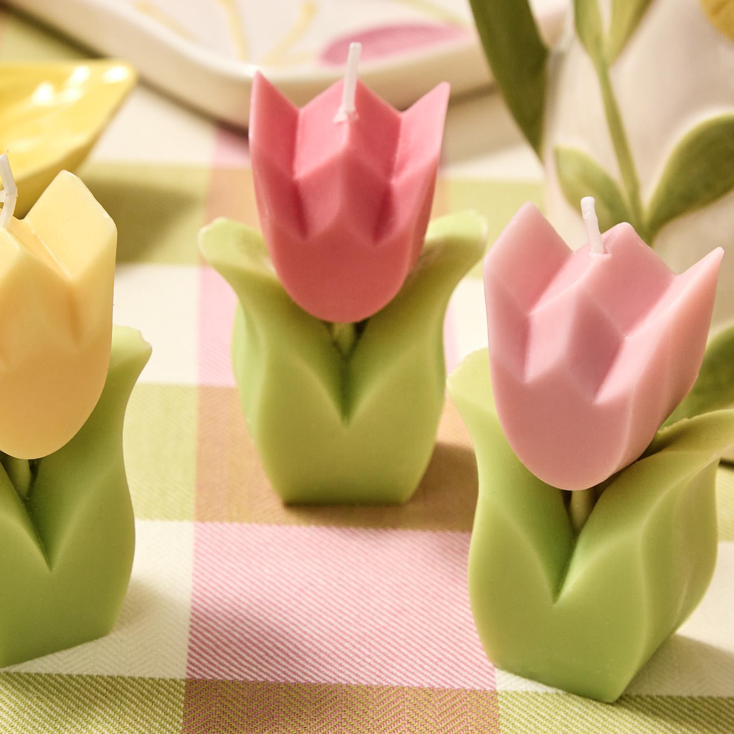 Tulip Garden 24 Pc Hand-Crafted Candle Unit Includes 3 Colors