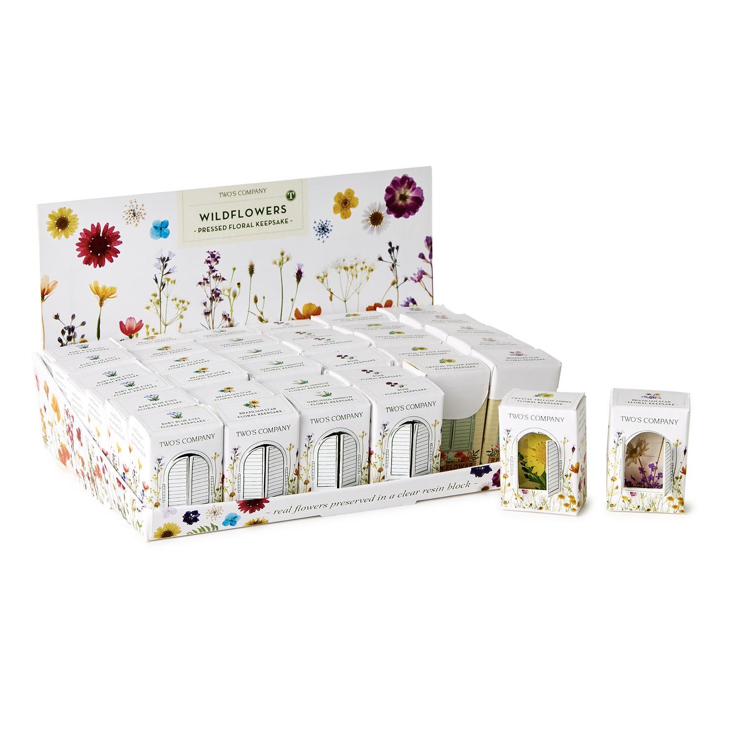 36 Pc Wildflower Pressed Floral Keepsake in Gift Box Display Un