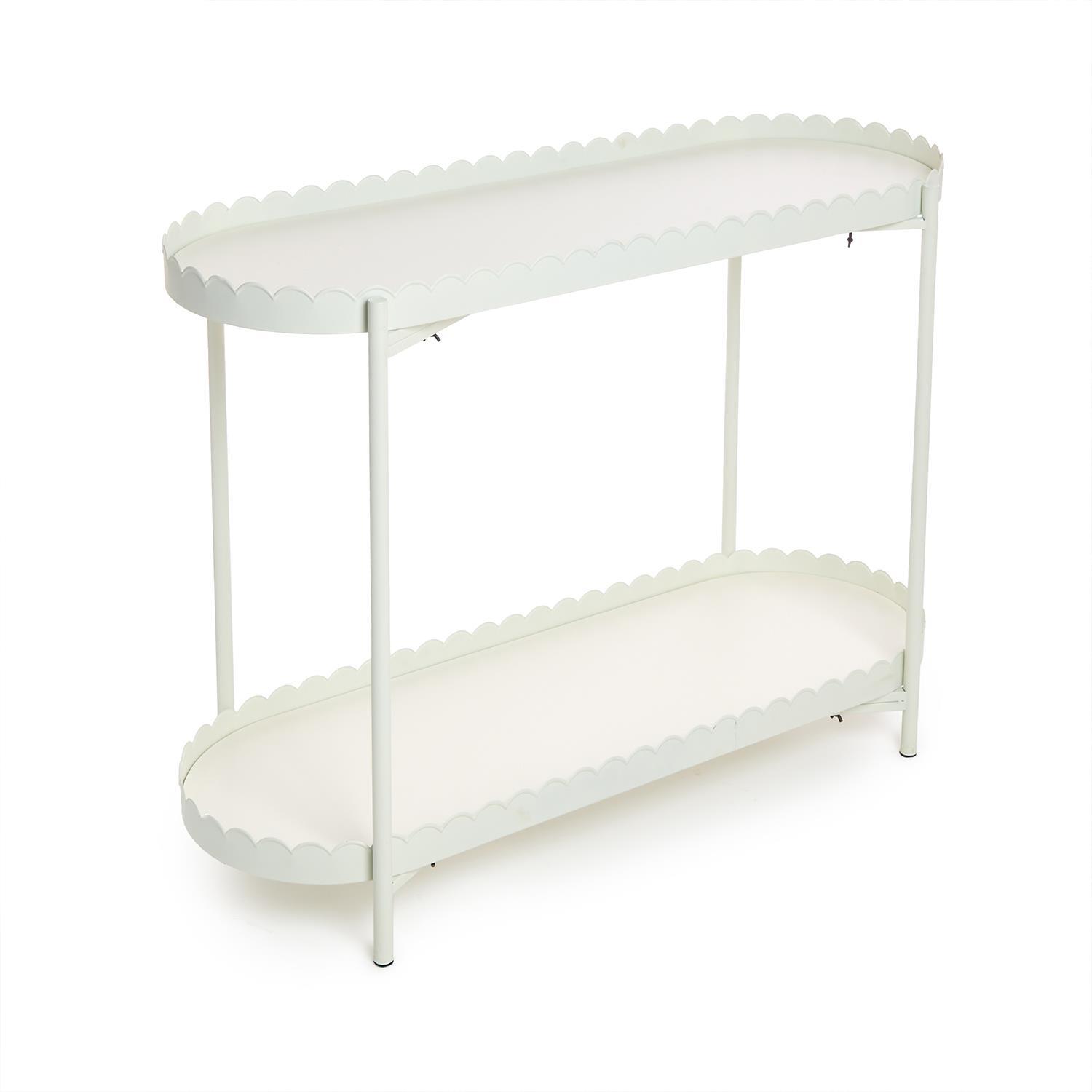 Scalloped Edge Double Shelf Accent Table