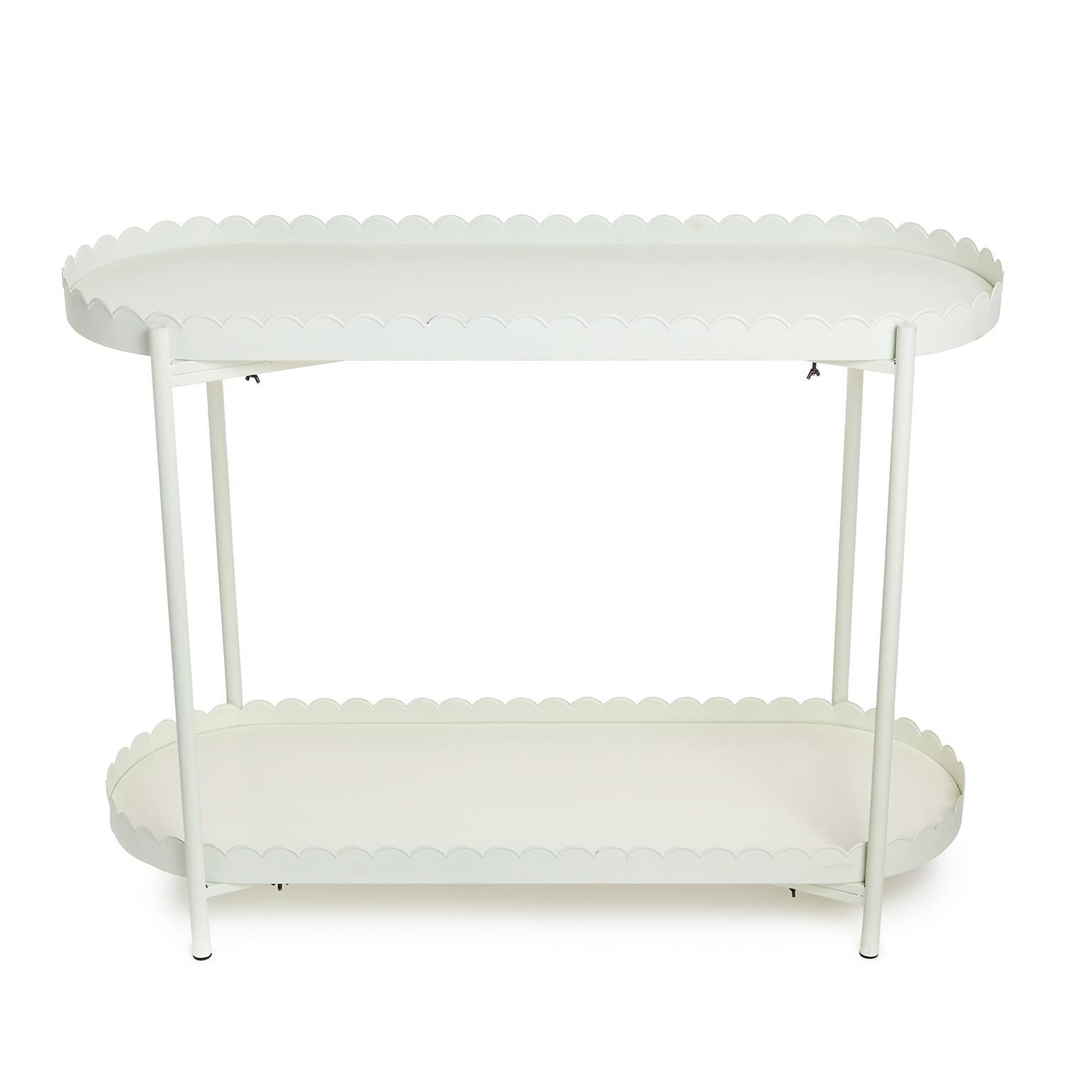 Scalloped Edge Double Shelf Accent Table