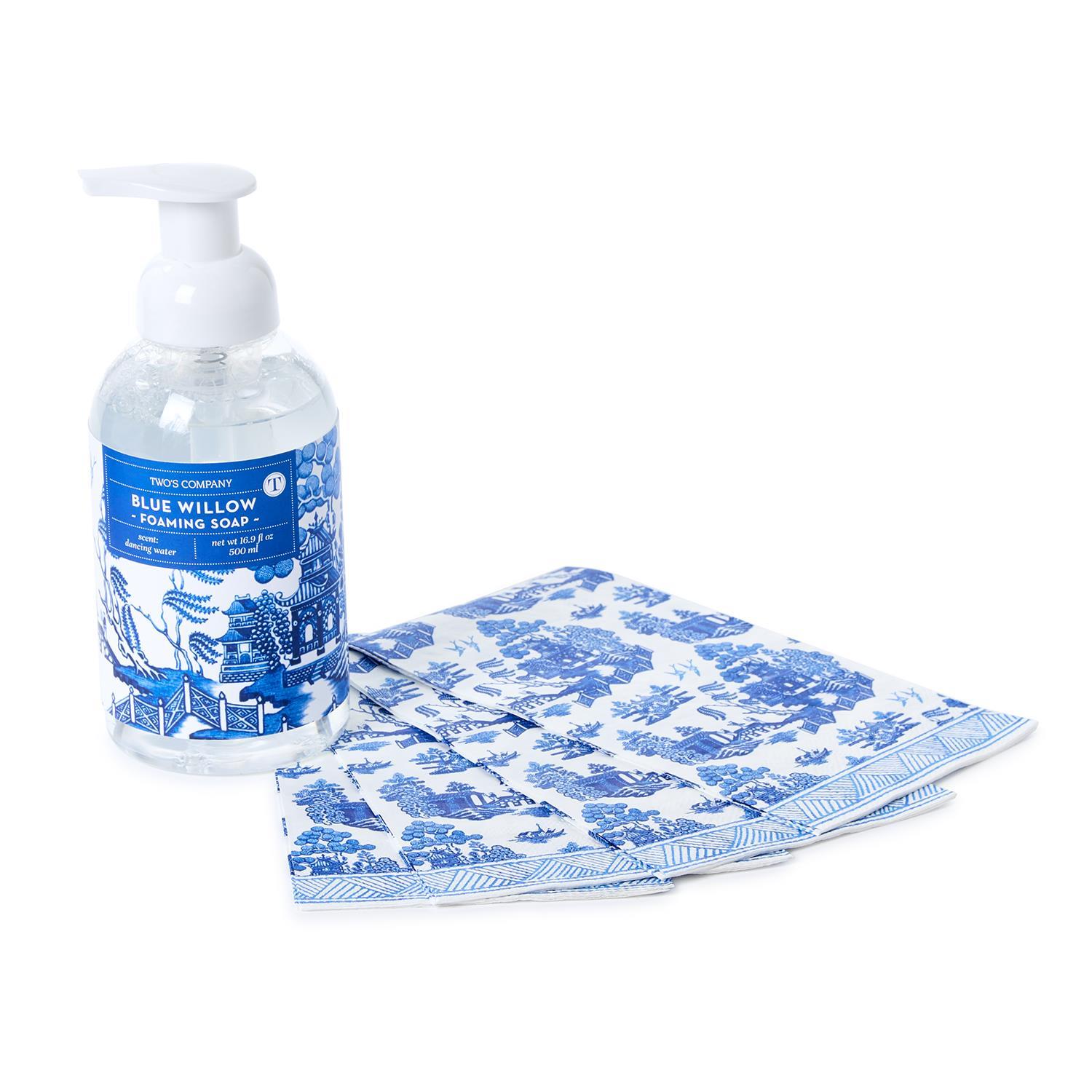Blue Willow Crisp Linen Scented Foaming Soap w/20Pc Guest Towel