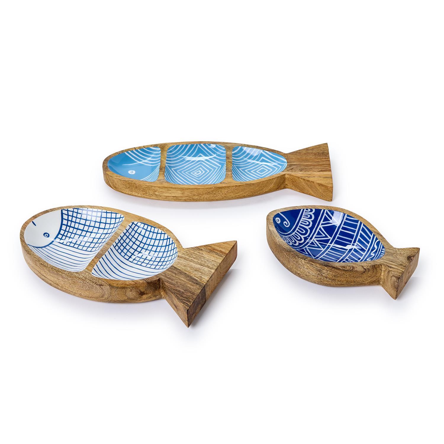 S/3 Hand-Crafted Fish Trays