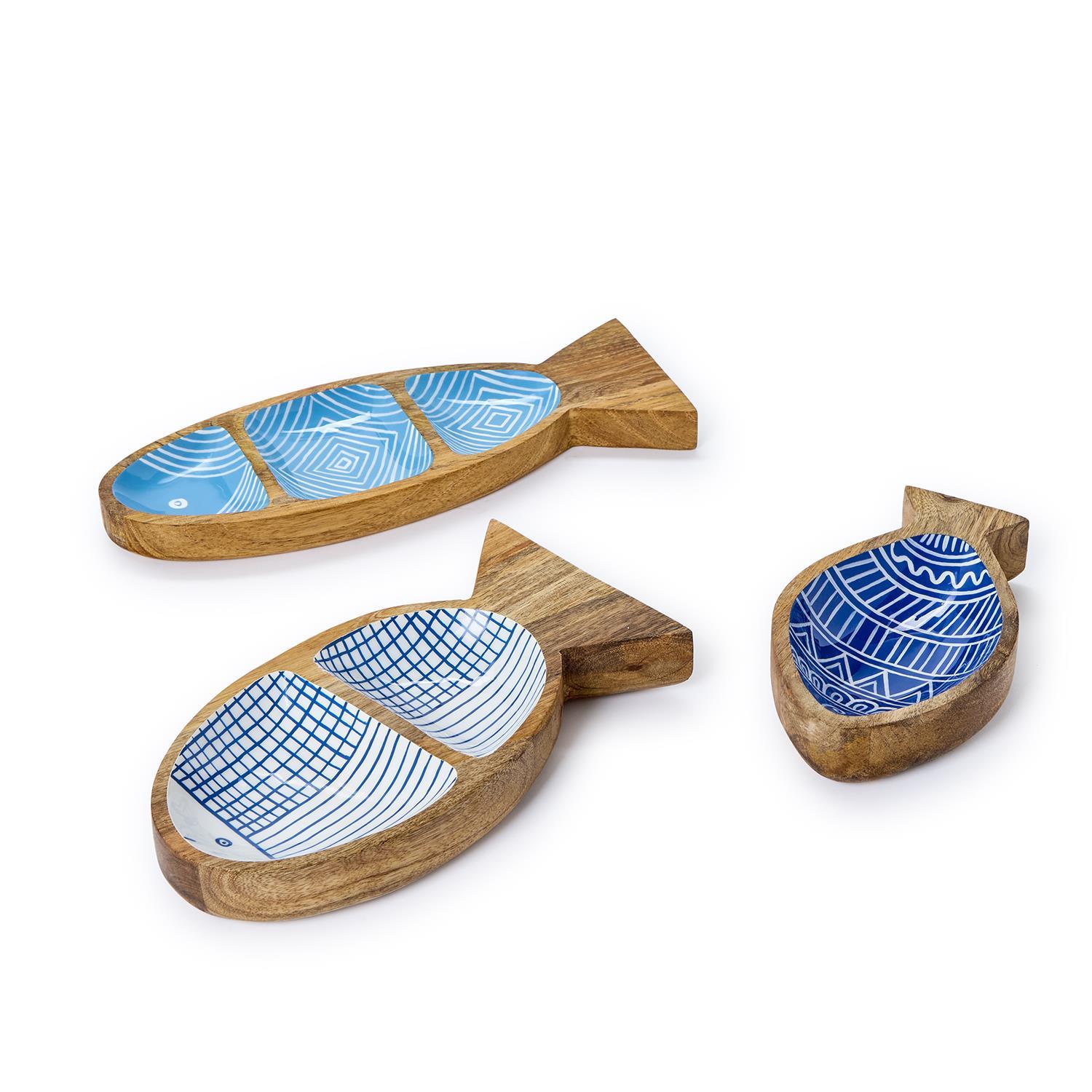 S/3 Hand-Crafted Fish Trays