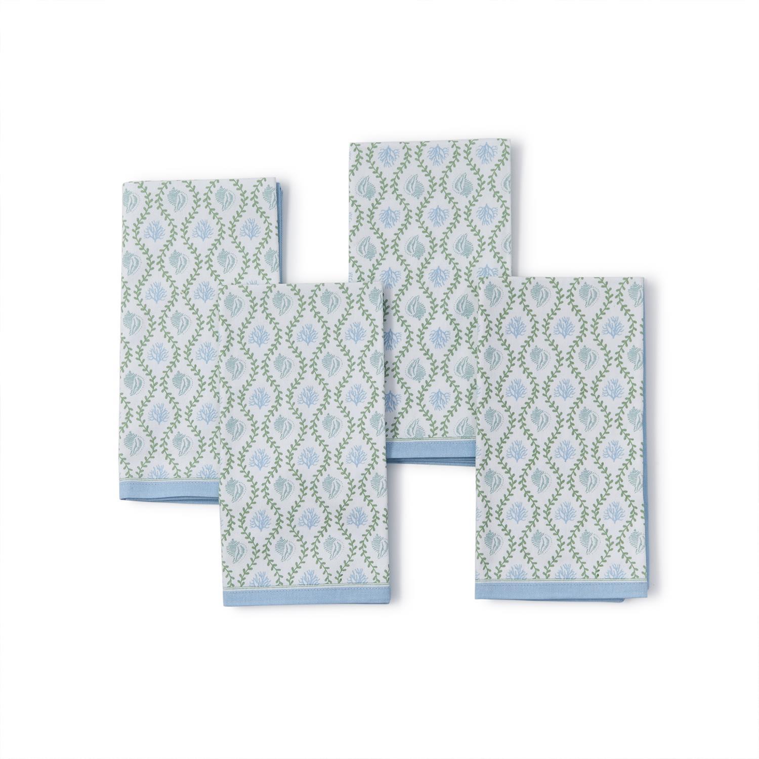 S/4 Coral Reef Block Print Cloth Napkins