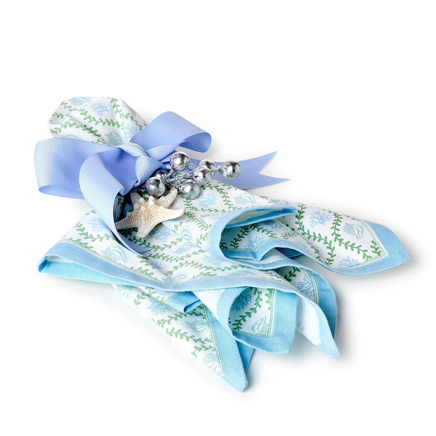 S/4 Coral Reef Block Print Cloth Napkins