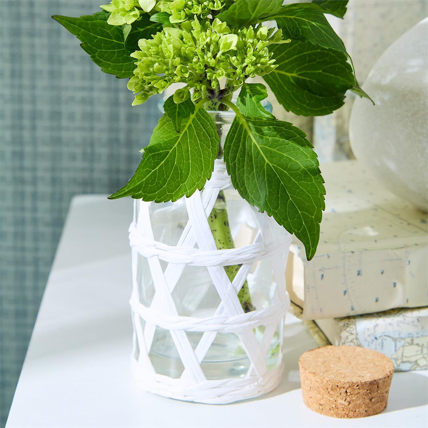 S/3 White Lattice Wrapped Decorative Jars w/Cork Stopper