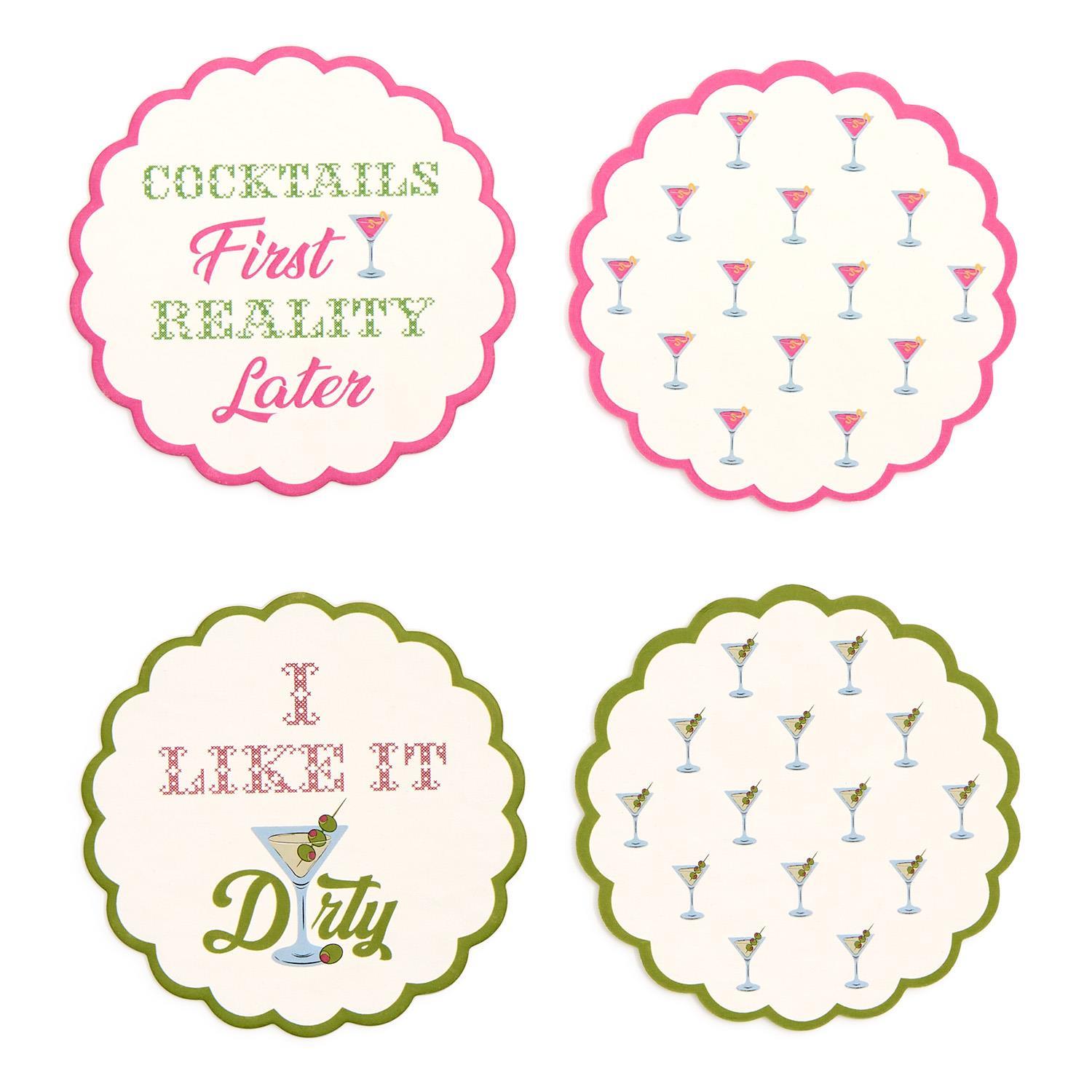 Cocktails First Set of 24 Heavyweight Paper Coasters in Gift Box ...