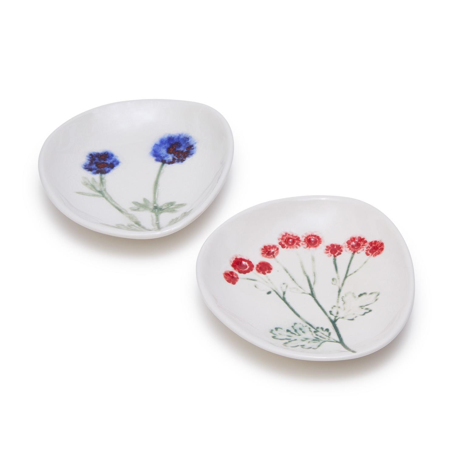 Artisanal Tidbit Bowl/Dish with Botanical Imprint Asst 2 Colors