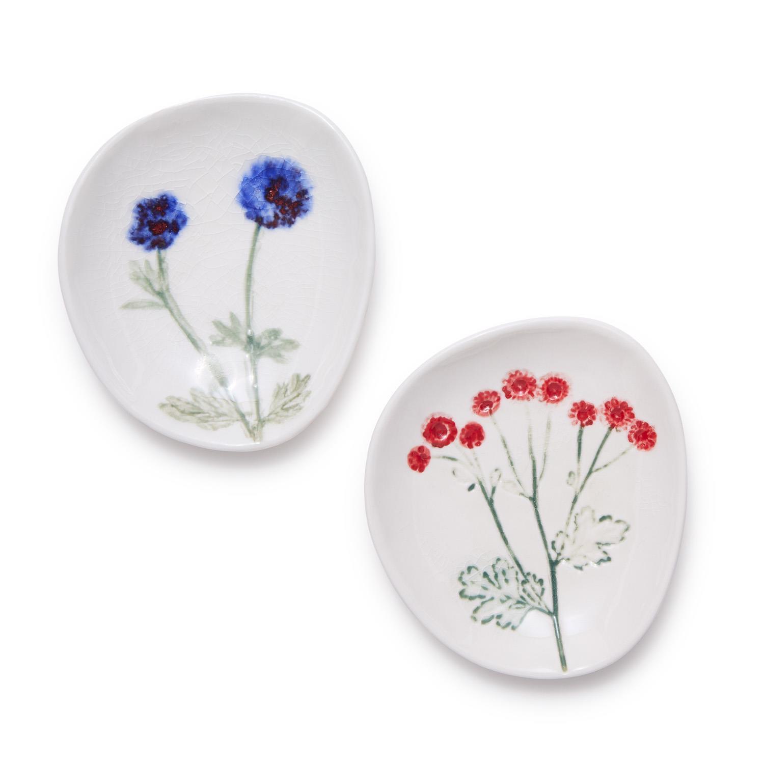 Artisanal Tidbit Bowl/Dish with Botanical Imprint Asst 2 Colors