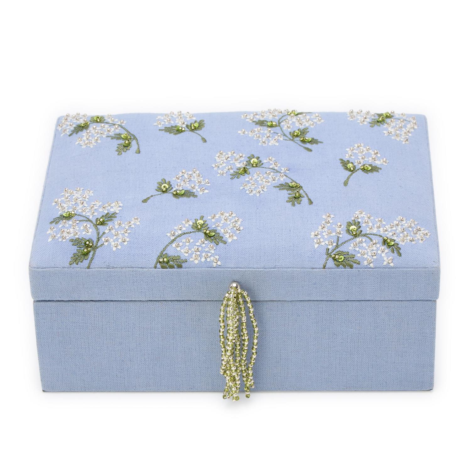 Hydrangea Linen Fabric Jewelry Box