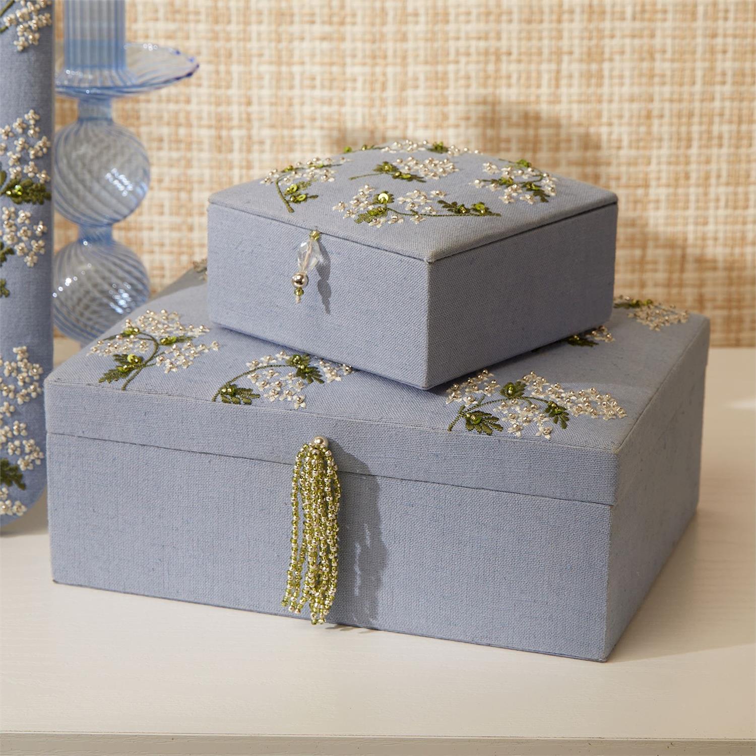 Hydrangea Linen Fabric Jewelry Box