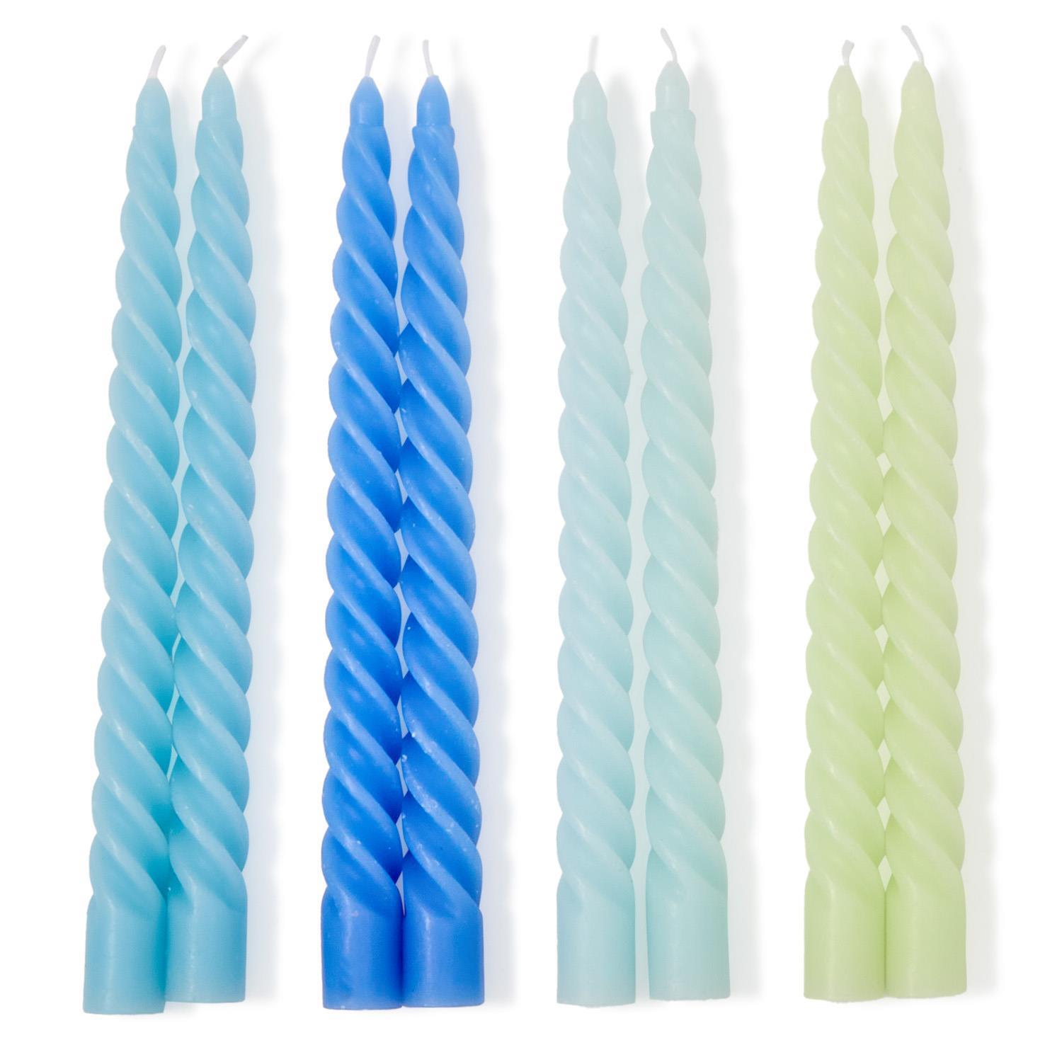 Set of 2 Twist Taper Candles in Gift Box Assorted 4 Colors