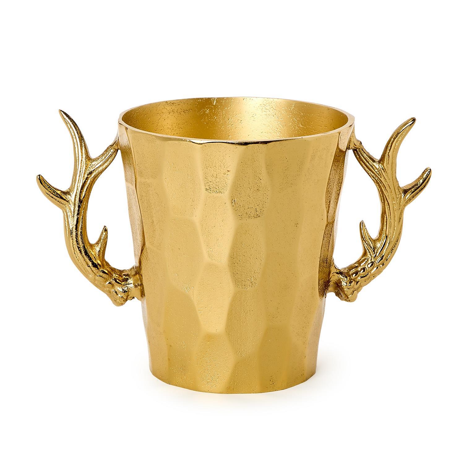 Gold Stag Antlers Faceted Ice Bucket / Bottle Chiller