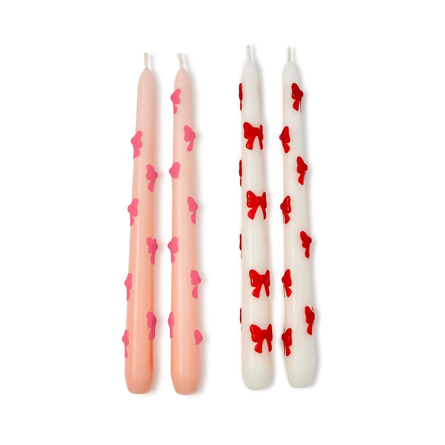 Set of 2 Bow Taper Candles in Gift Box Assorted 2 Colors