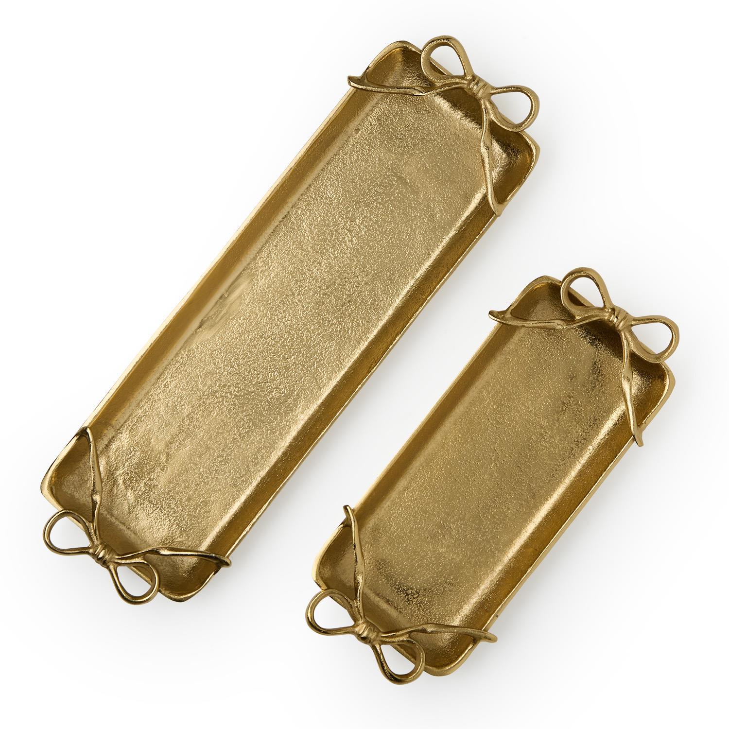 Gold Bows Set of 2 Serving Trays Includes 2 Sizes
