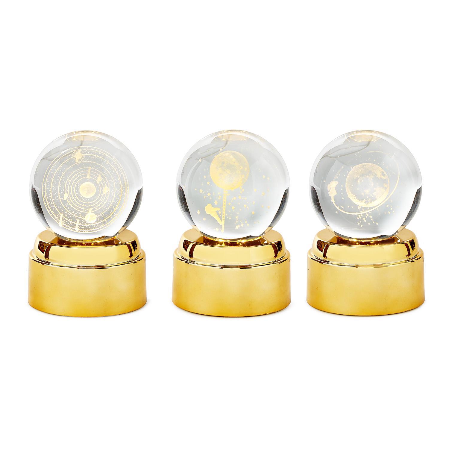 Rotating Crystal Ball Nightlight / Decor with Golden Base and USB Cord ...