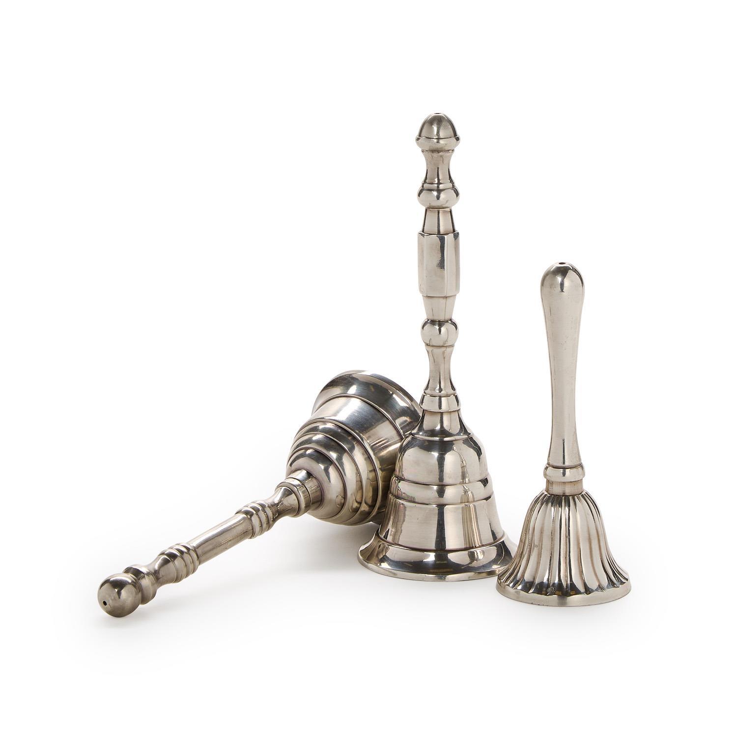 Set of 3 Silver Bells Includes 3 Designs/Sizes