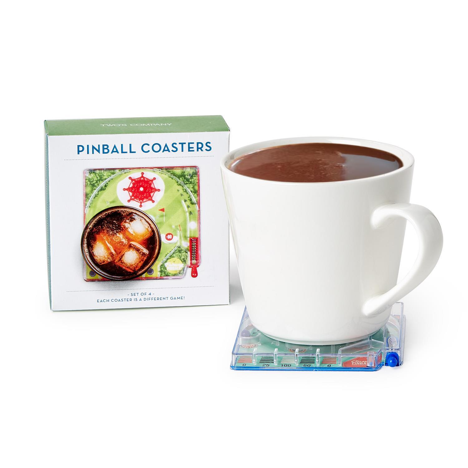 Set of 4 Pinball Coasters in Gift Box Includes 4 Games