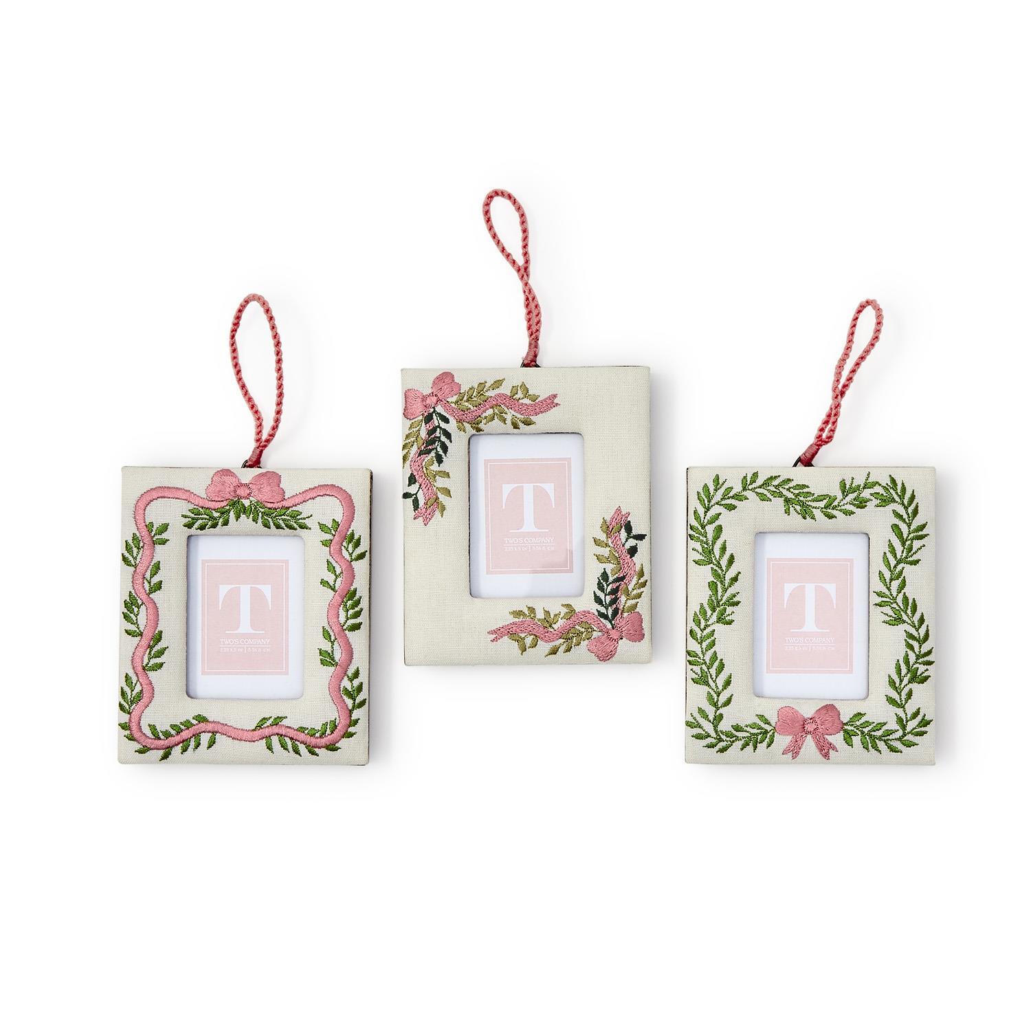 Holiday Memories 2 1/4" x 3" Embroidered Photo Frame Ornament Assorted ...