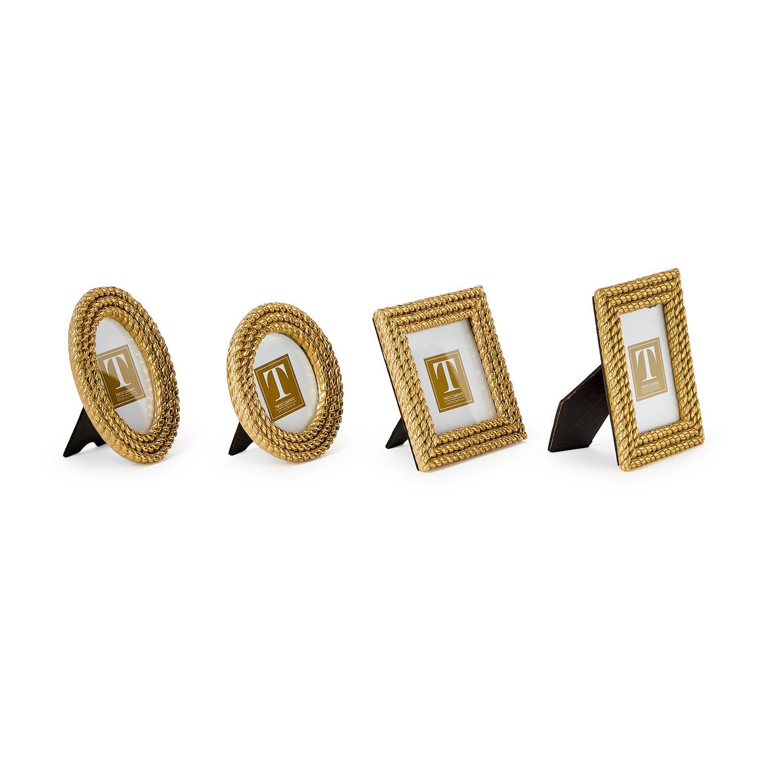 S/4 Gold Rope Mini Photo Frame