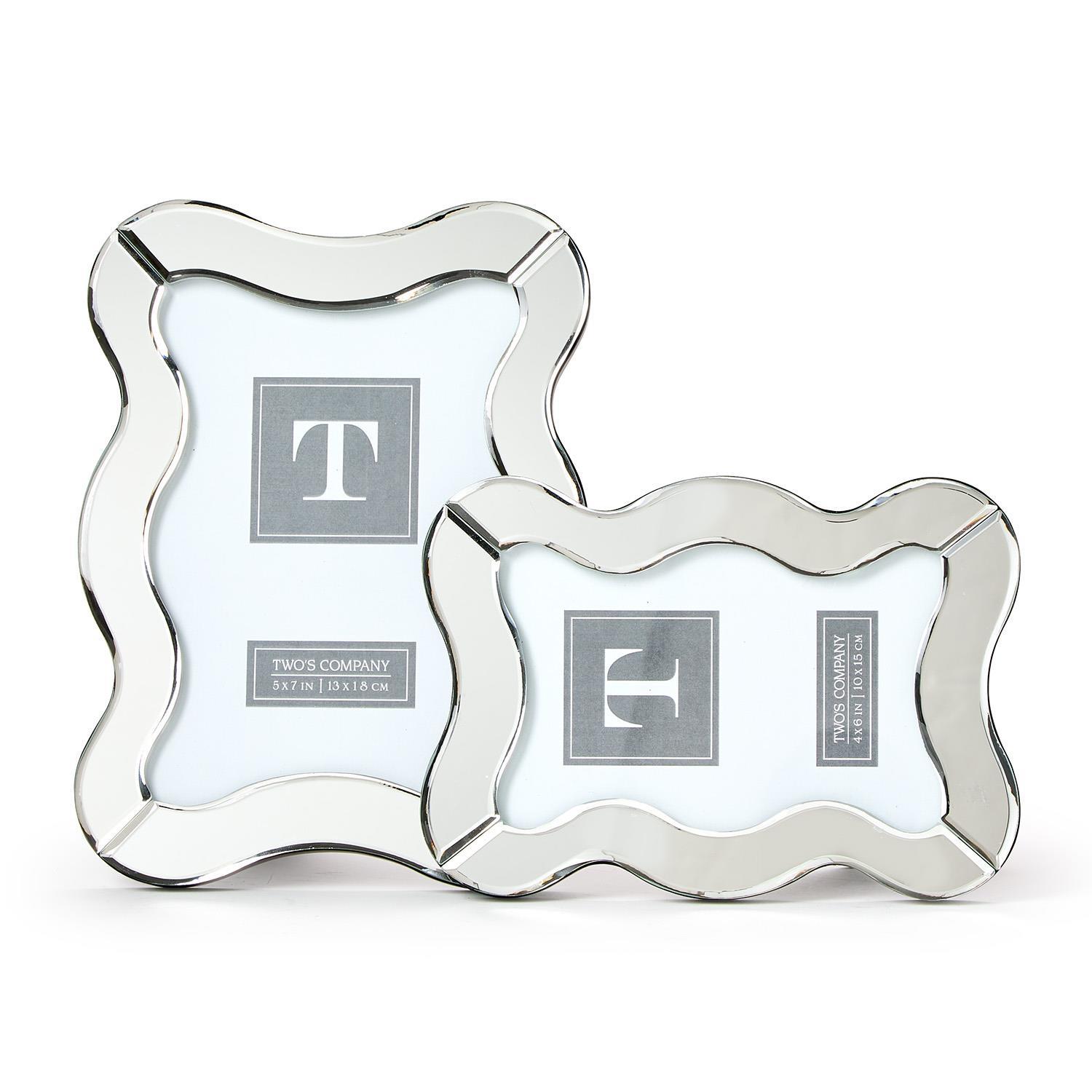 S/2 Scalloped Cut Mirror Photo Frames