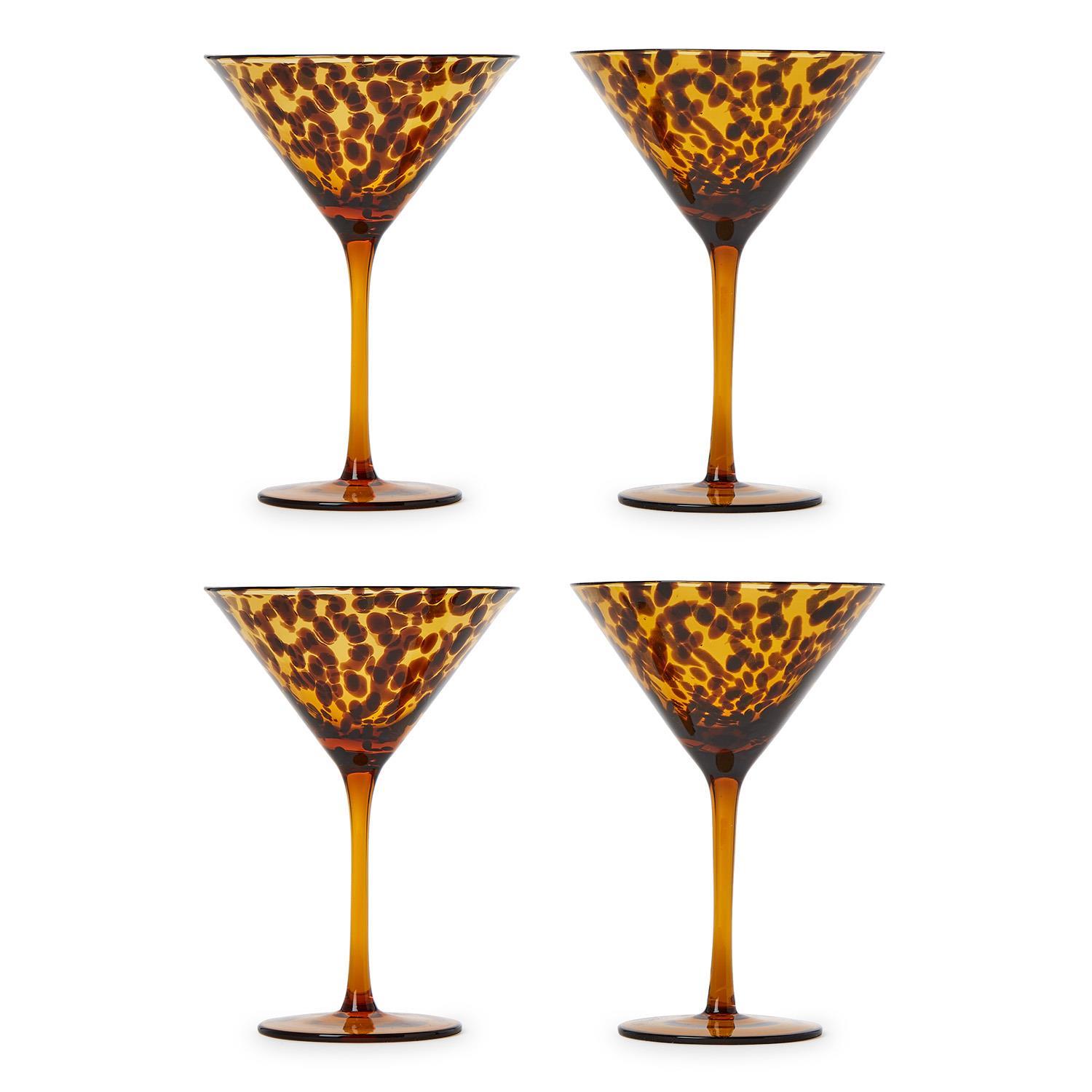 S/4 Tortoise Print Martini Glass