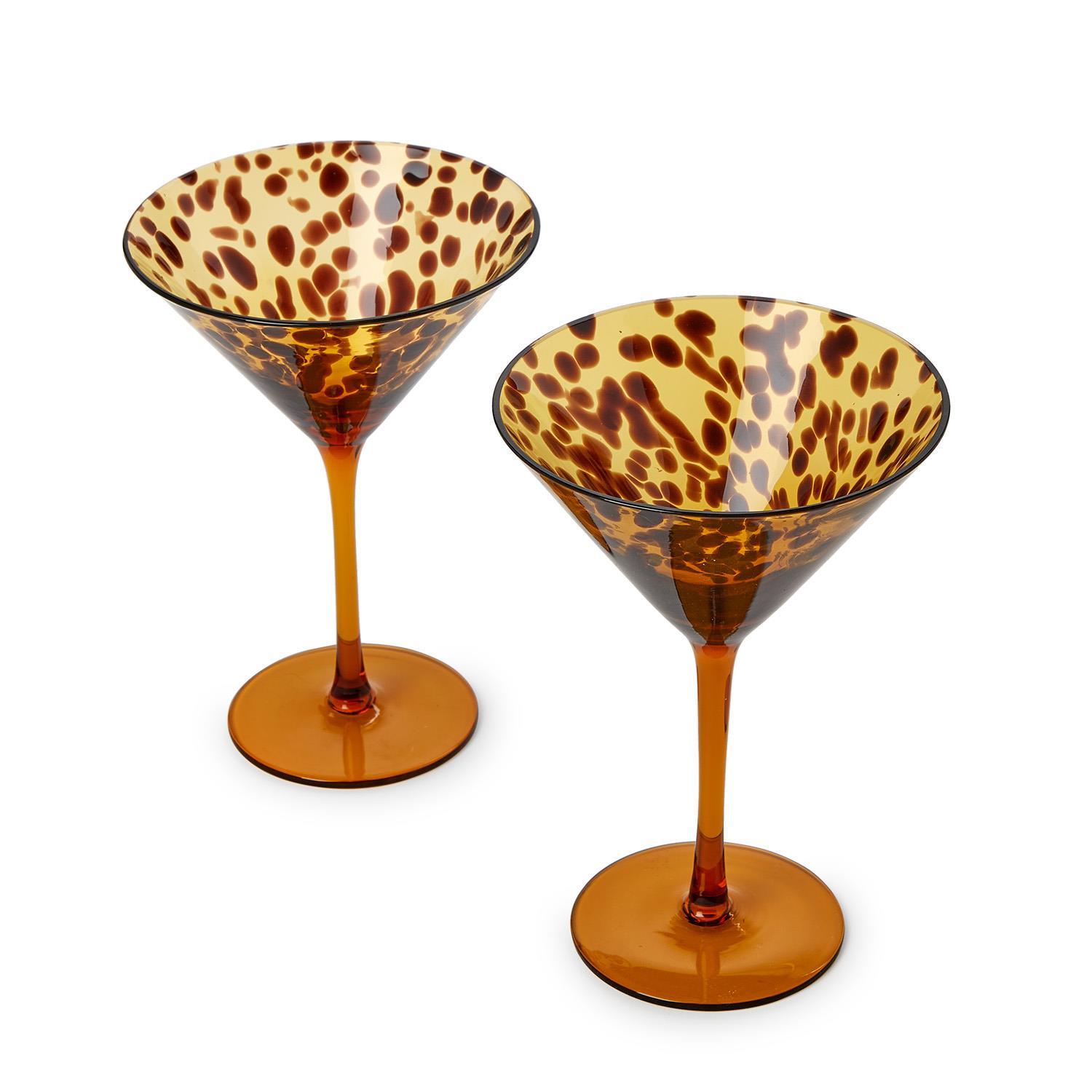 S/4 Tortoise Print Martini Glass